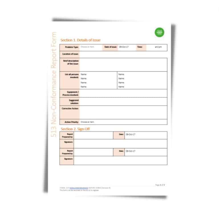 Non-Conformance Report Form 513