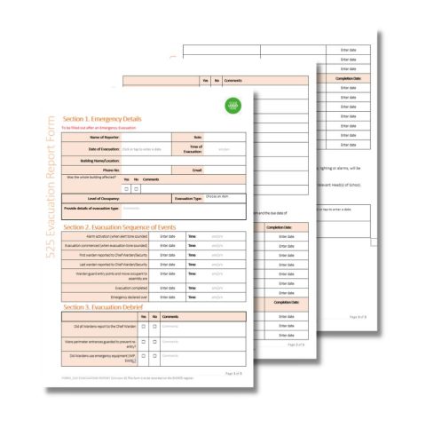 Evacuation Report Form 525 - Get It Now!